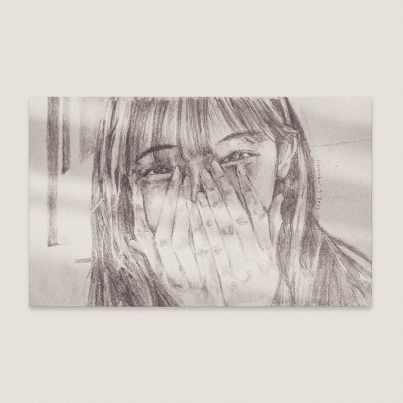 Art | Original Grayscale Tones Monochromatic Realism Girl Covering Face ...